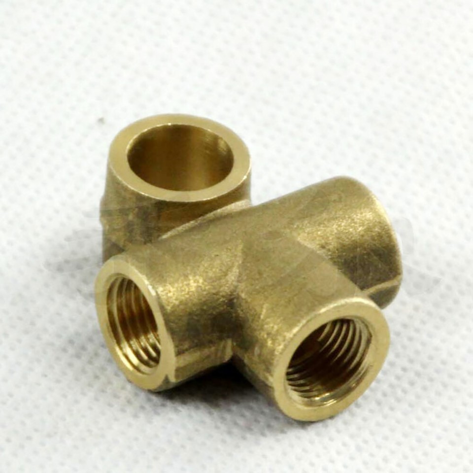 T Brake Line Tee Hose Connector 3 Way Adapter With 3 Male Nut Union 3/ ...
