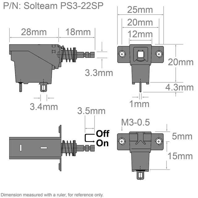 1x Computer Momentary Push Button Power Switch Solteam Ps3-22sp #050519 ...