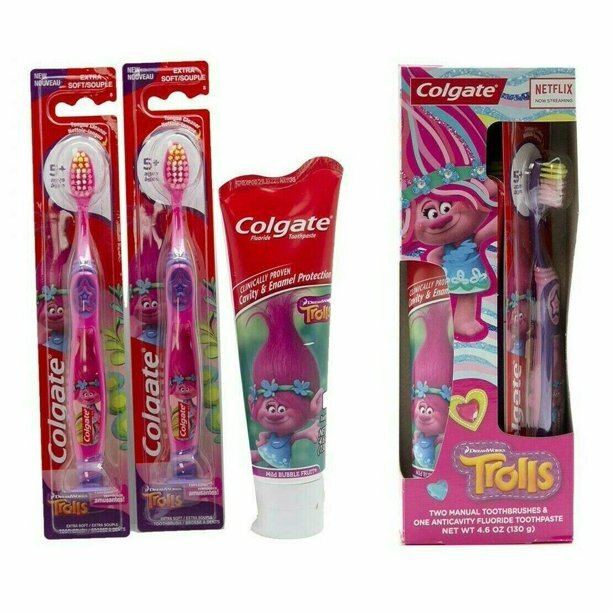 Colgate Kids Toothbrush Manual & Toothpaste 4.6 oz. Gift Set, Trolls ...