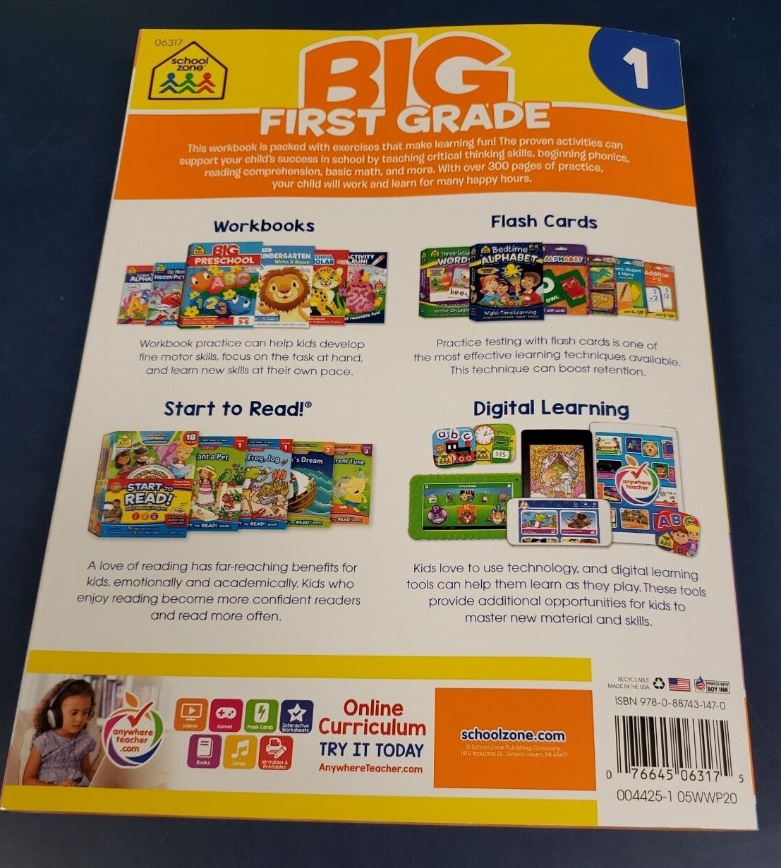School Zone Big First Grade Beginning Reading Math-Word-Time Workbook ...