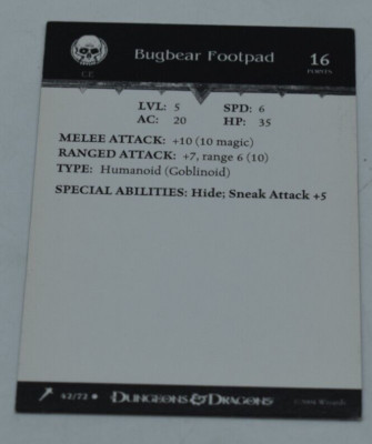 Dungeons and Dragons D&D GIANTS OF LEGEND Bugbear Footpad 42/72 CARD ...