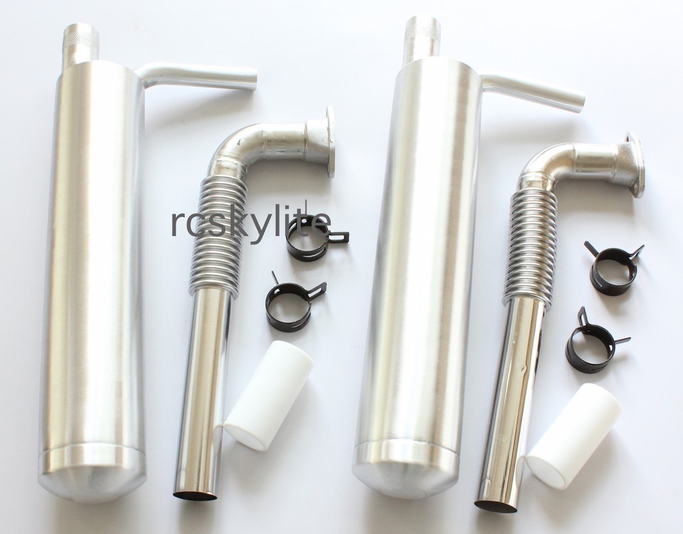 DLE111/DA100 RC Plane Gas Engine Alumimun Pit Exhaust Muffler Twin ...