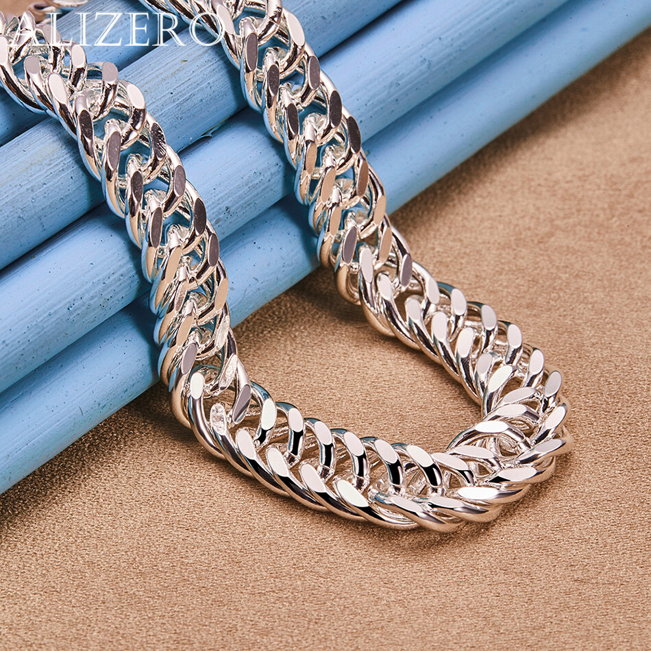 ALIZERO Men's 925 Sterling Silver 10mm Cuban Chain Necklace Fashion ...