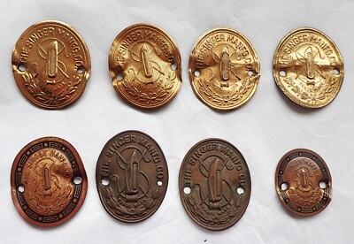 8 x various Singer Sewing Machine Antique metal Badges No Rivets | eBay