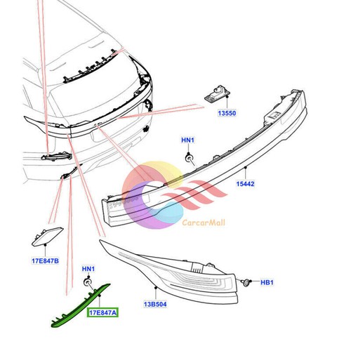 2017-2022 Range Rover Velar L560 Right Rear Bumper Light Reflector ...