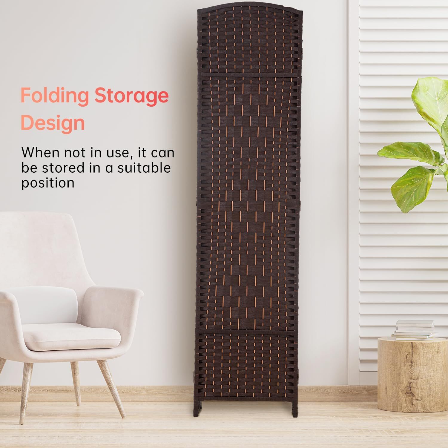 8 Panel Wooden Room Divider Screen Folding Portable Partition Divider ...