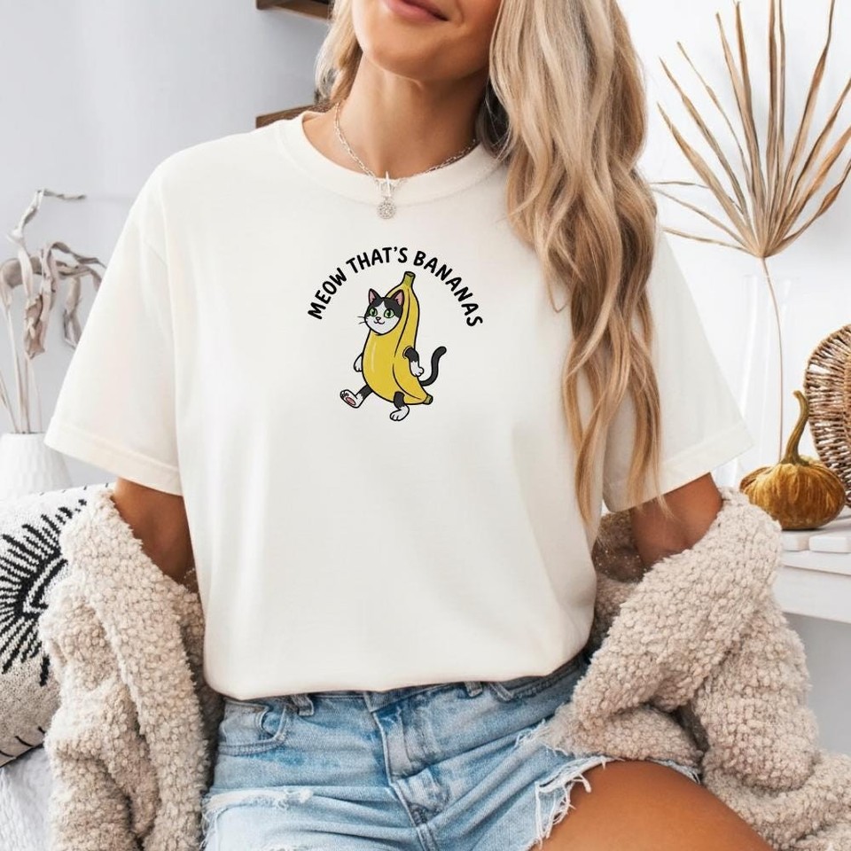Banana Cat Sweatshirt Funny Quirky Cat Lover Gift | eBay