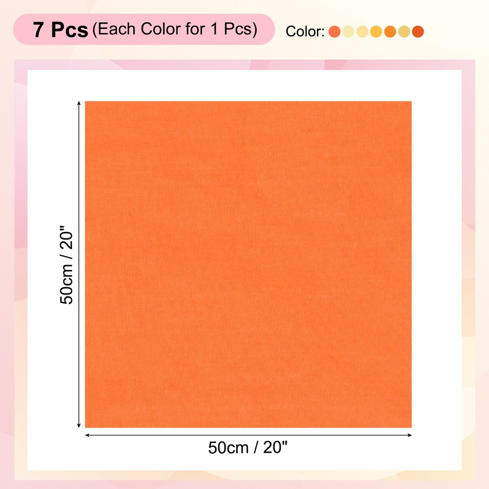 7Pcs 20" x 20" Solid Color Cotton Fabric Bundles Precut Fabric Square ...