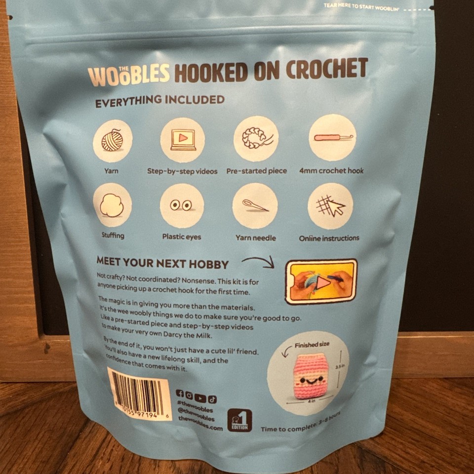 The Woobles Learn to Crochet Kit Darcy The Milk For Beginners | eBay