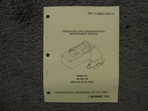 Military Book for Radiac Set, AN/PDR-27R, -12, Used | eBay