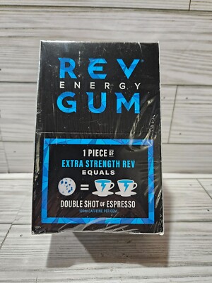 Rev Energy Gum Extra Strength Sugar-Free 12 Packs of 6 Polar Mint 100mg ...