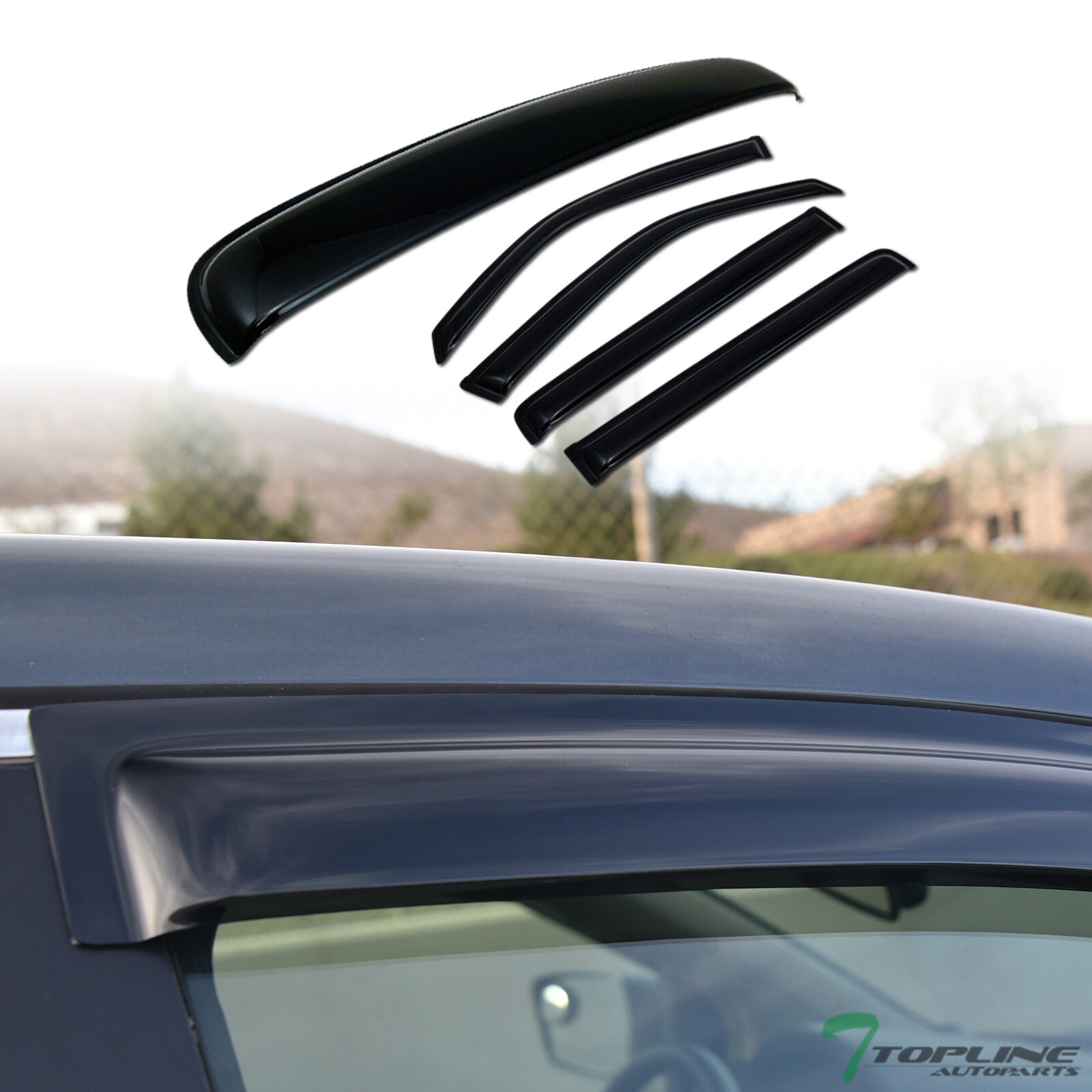 Topline For 2009-2015 Honda Pilot Window Visors w/Sunroof Deflector ...