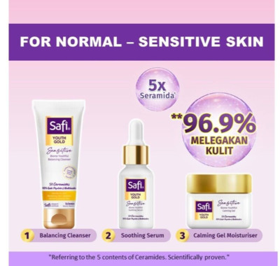 SAFI Youth Gold Sensitive 5x Ceramide Full Set Repair Skin Barrier ...