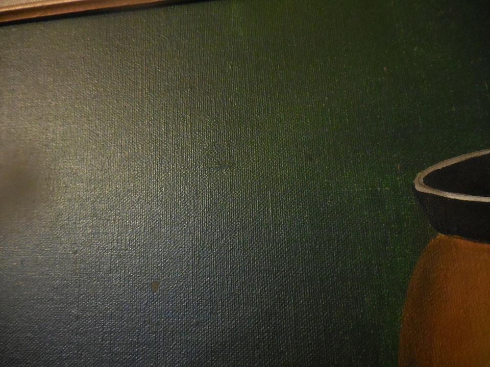 Oil on Canvas Painting of Still-life of Fruit and on Table Signed Curka ...