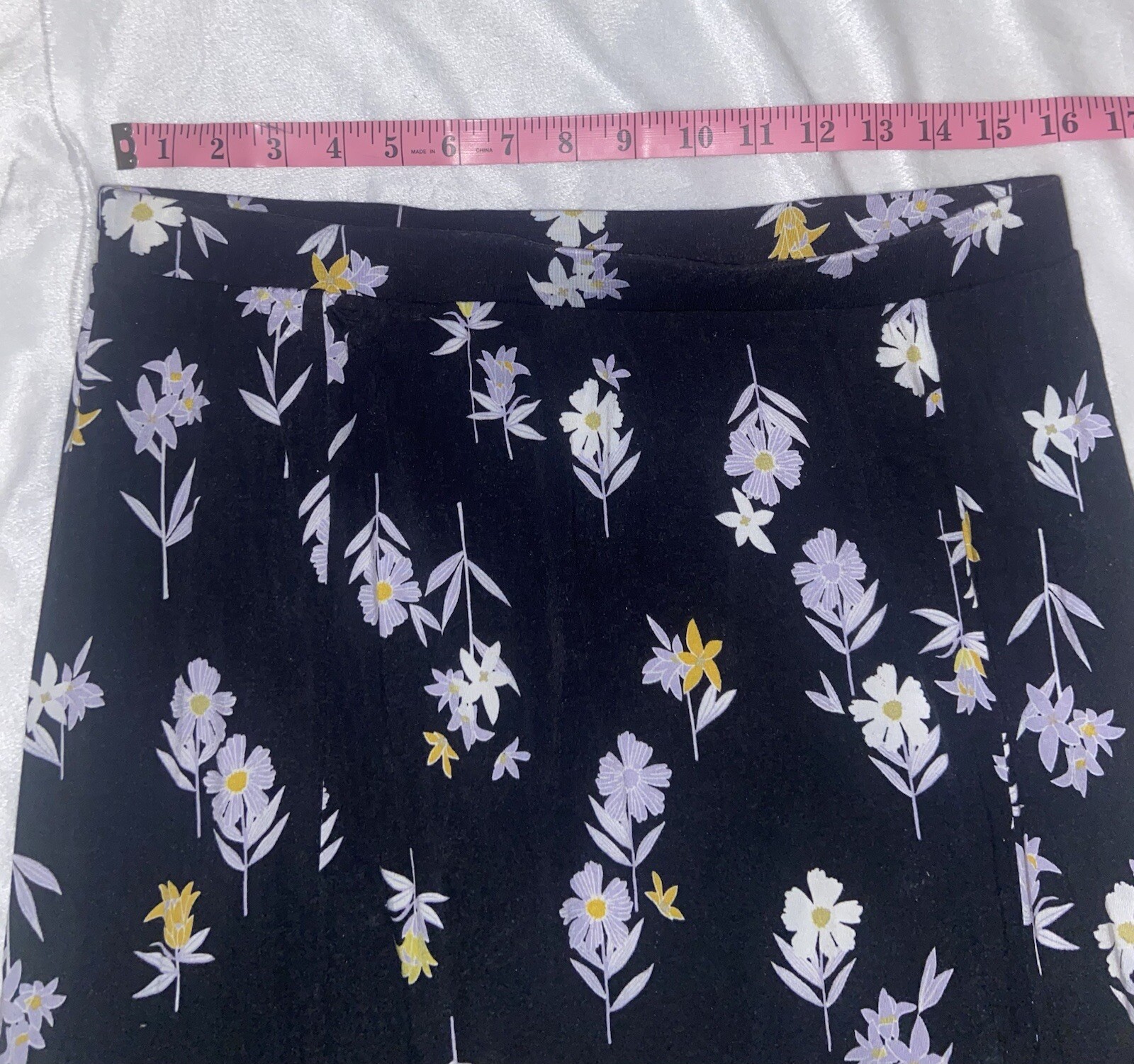 Lane Bryant Black Floral Print Rayon Long Skirt Maxi Slits 10 12