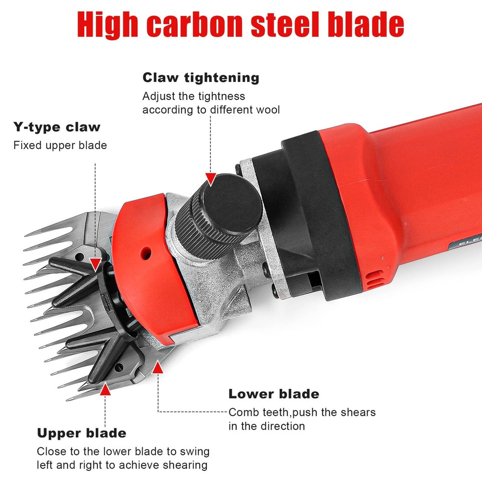 850W Sheep Shears Electric, 6 Speed Heavy Duty Shearing Clipper, 13 ...