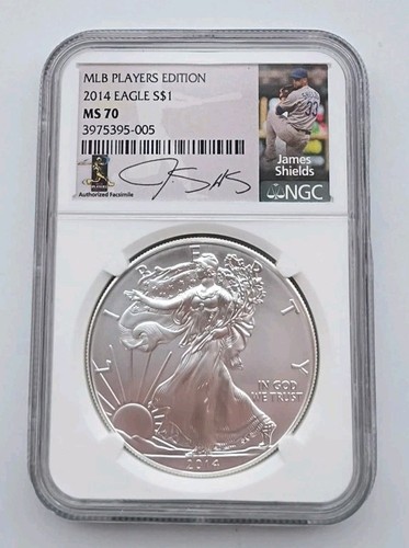 2014 NGC MS 70 AMERICAN SILVER EAGLE - JAMES SHIELDS - MLB PLAYERS ...