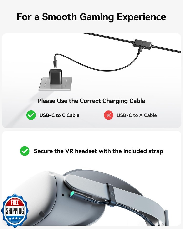 INIU Link Cable with Charging [16ft] for Meta Quest 3s Oculus Quest 3 ...