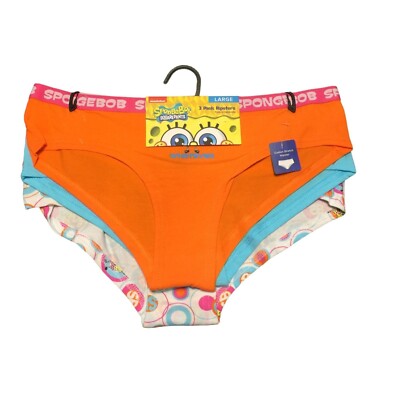 Spongebob Squarepants Ladies Large 3 Pack Cotton Blend Hipsters ...