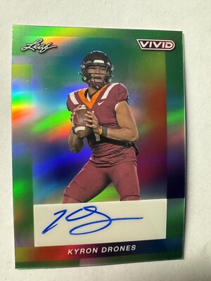 🔥2024 Leaf Vivid KYRON DRONES Green Prismatic Auto #’d 4/4 SSP Virginia ...