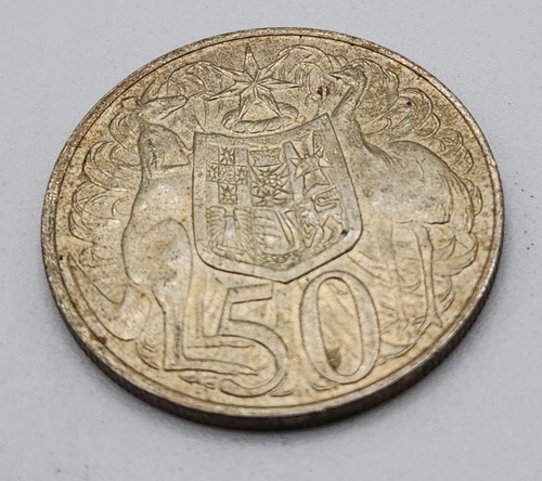 VERY NICE 1966 Australia 80% Silver World Coin 50 Cents Kangaroo/Emu ...