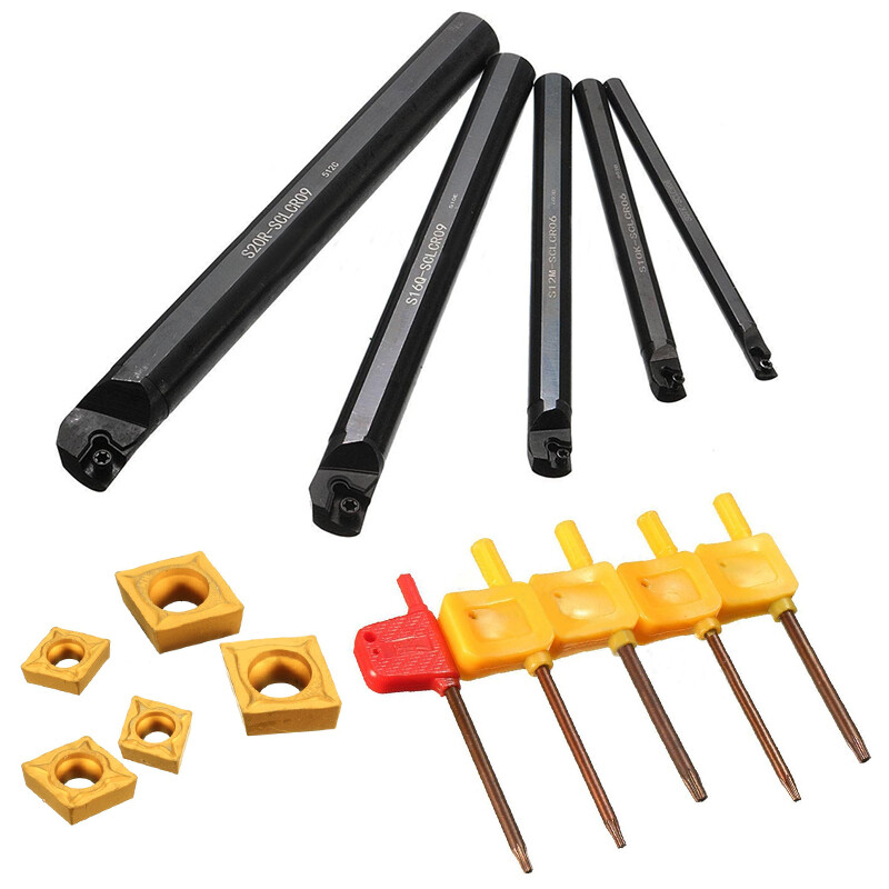 7/10/12/16/20mm Shank Lathe Turning Tool Holder Boring Bar + 5pc ...
