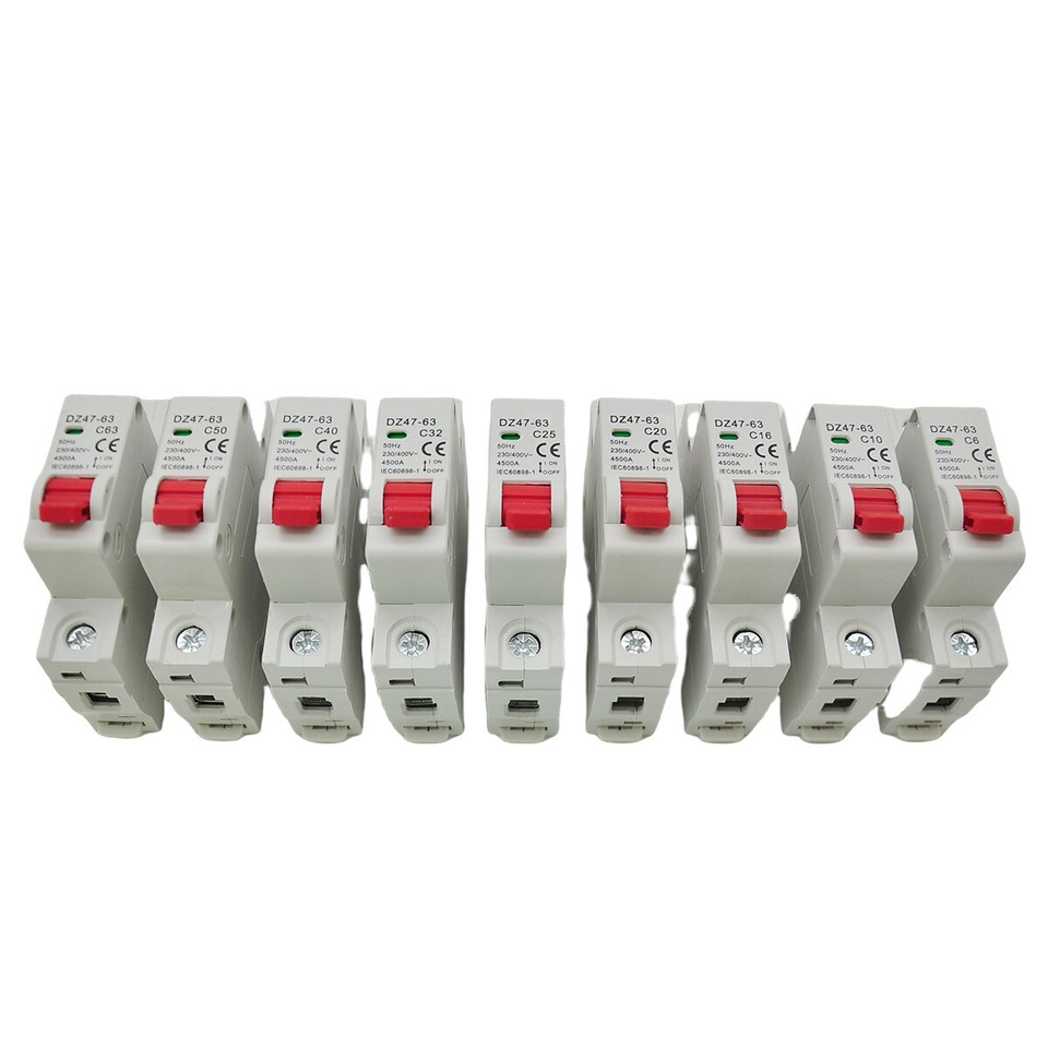 NEW AC Mini Circuit Breaker 1Pole 6/10/16/25/32/40/50/63/80/100/125Amp ...