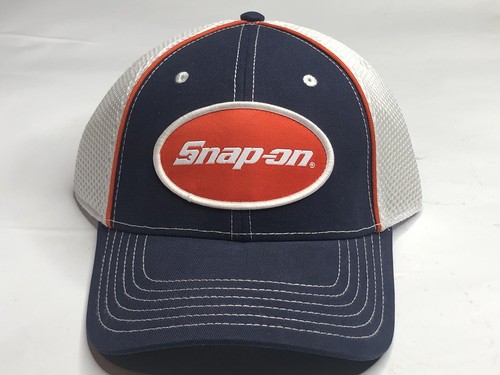 Snap-On Tools Patch Hat Spell Out Striped Logo Mesh Racing Snapback Cap ...