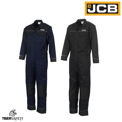 JCB Trade Coveralls Mens Knee Pad Heavy Duty Overalls Boilersuit Work ...