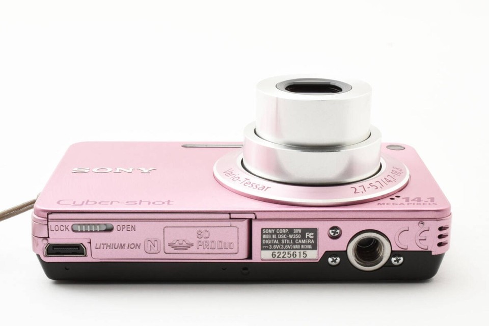 SONY Cyber Shot Digital Camera Pink DSC-W350 14.1MP Compact 4x zoom ...
