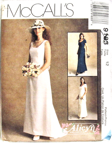 MCCALL'S PATTERN 9183 1990'S BRIDAL & BRIDESMAID LINED DRESS FRONT ...
