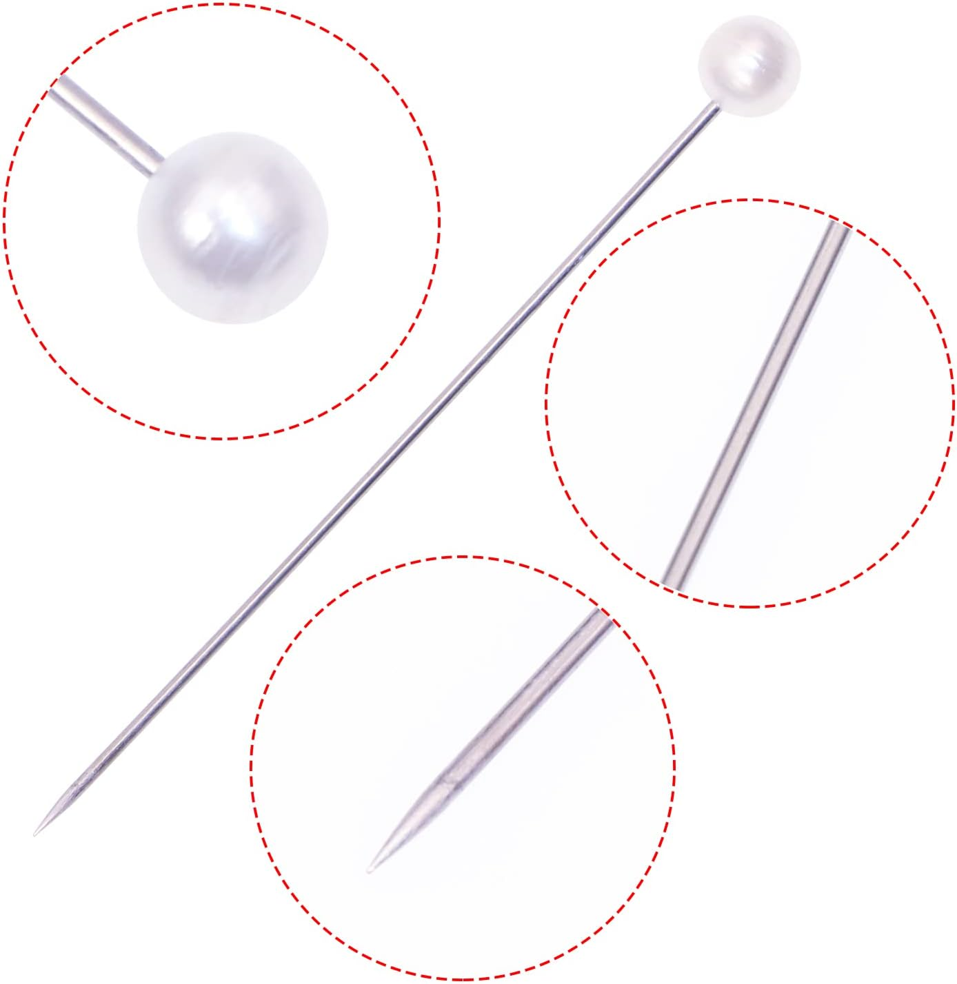 100PCS Sewing Pins for Fabric Straight Pins with Faux Pearl Heads for ...