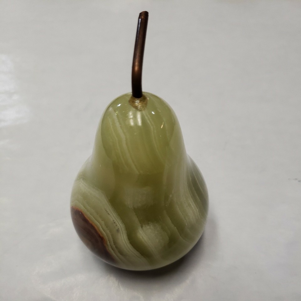 Vintage ONYX Carved PEAR Fruit Paperweight Alabaster Marble Made in ...