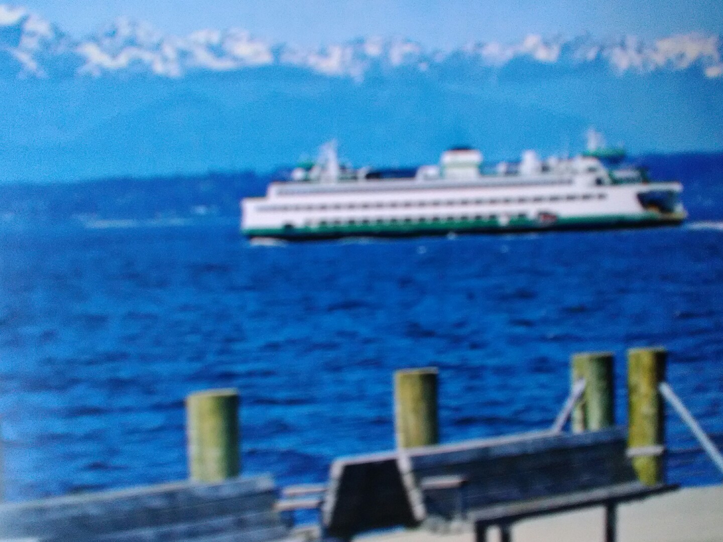 CHROME POST CARD THE WATERFRONT SEATTLE JUMBO CLASS WA STATE FERRIES ...