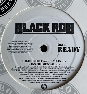 BLACK ROB Ready Star In The Hood Help Me 12" PROMO Vinyl BAD BOY Rap ...