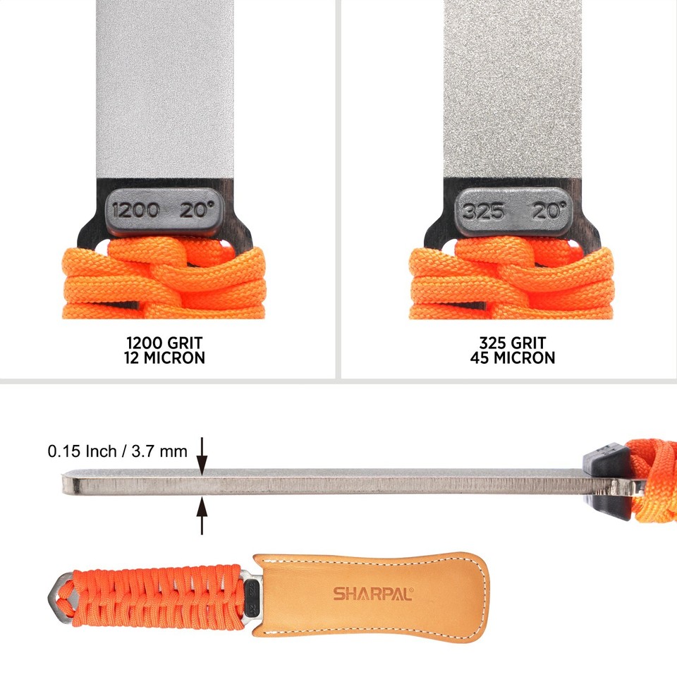 SHARPAL 325/1200# Dual-Grit Diamond Sharpening Stone with Leather Strop ...