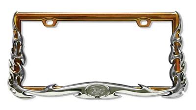 CHROME GOLD TRIBAL METAL FLAME LICENSE PLATE FRAME CAR TRUCK | eBay