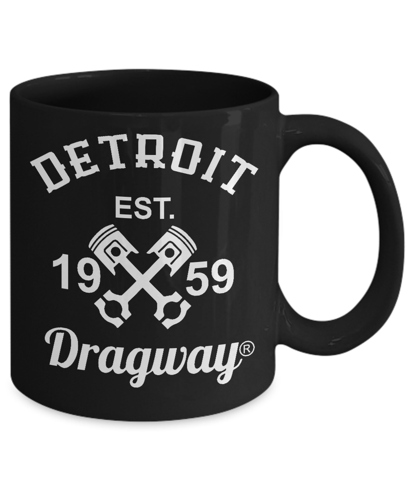 Detroit Dragway® Piston Logo Black 11oz Coffee Mug | eBay