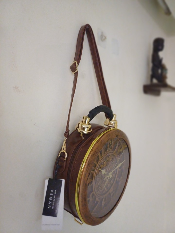 Tan Color Shoulder Bag Unique Designer with Clock For Women & Girls ...