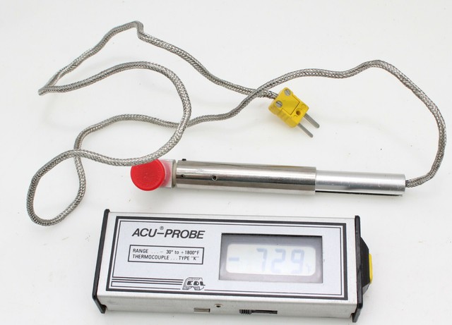 EDL Digital Pyrometer Acu-Probe Type K Thermocouple -30° to + 1800° F ...