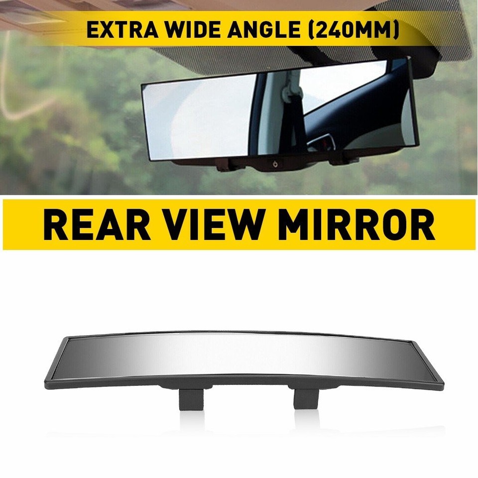 Universal 240MM Wide Convex Interior Clip On Rear View Clear Mirror ...