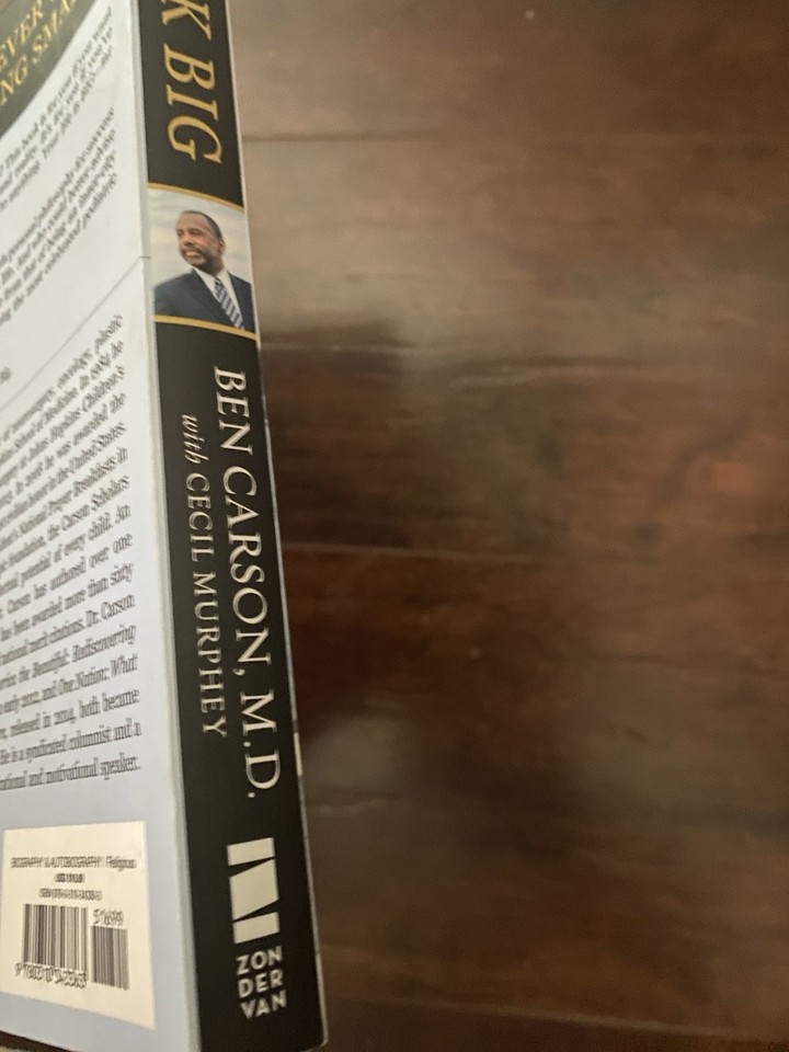 Think Big by Ben Carson & Cecil Murphey Paperback Zondervan Biography ...