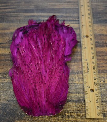 Lot 7, Dyed Fuchsia India Rooster Streamer Neck Cape Feathers for Fly ...