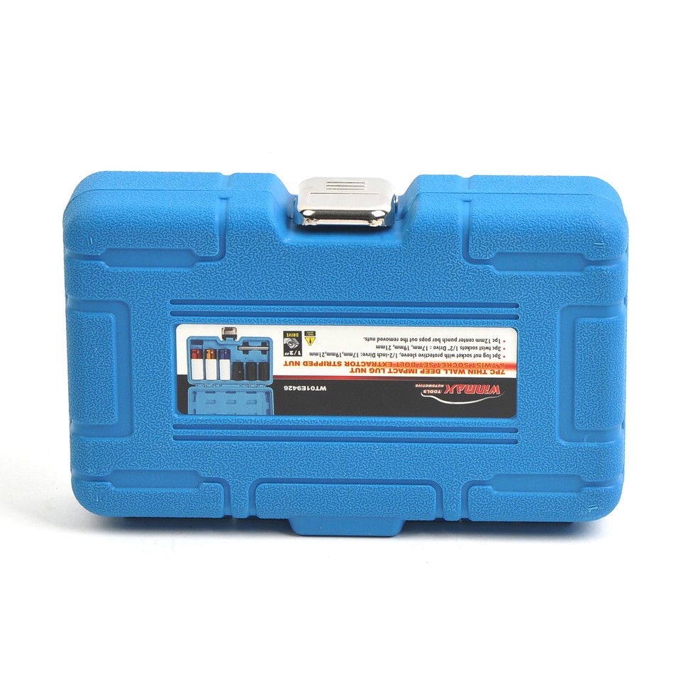 1/2" Deep Impact Lug Nut & Twist Socket Set Bolt Extractor Stripped Nut ...