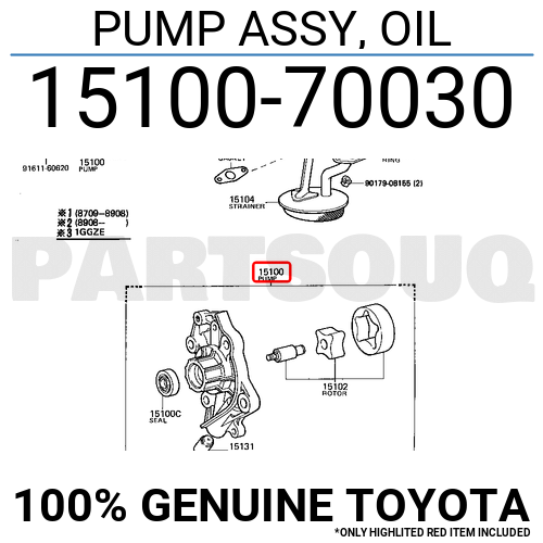 15100-70030 Toyota Pump ASSY Oil 1510070030 Genuine OEM Part for sale ...
