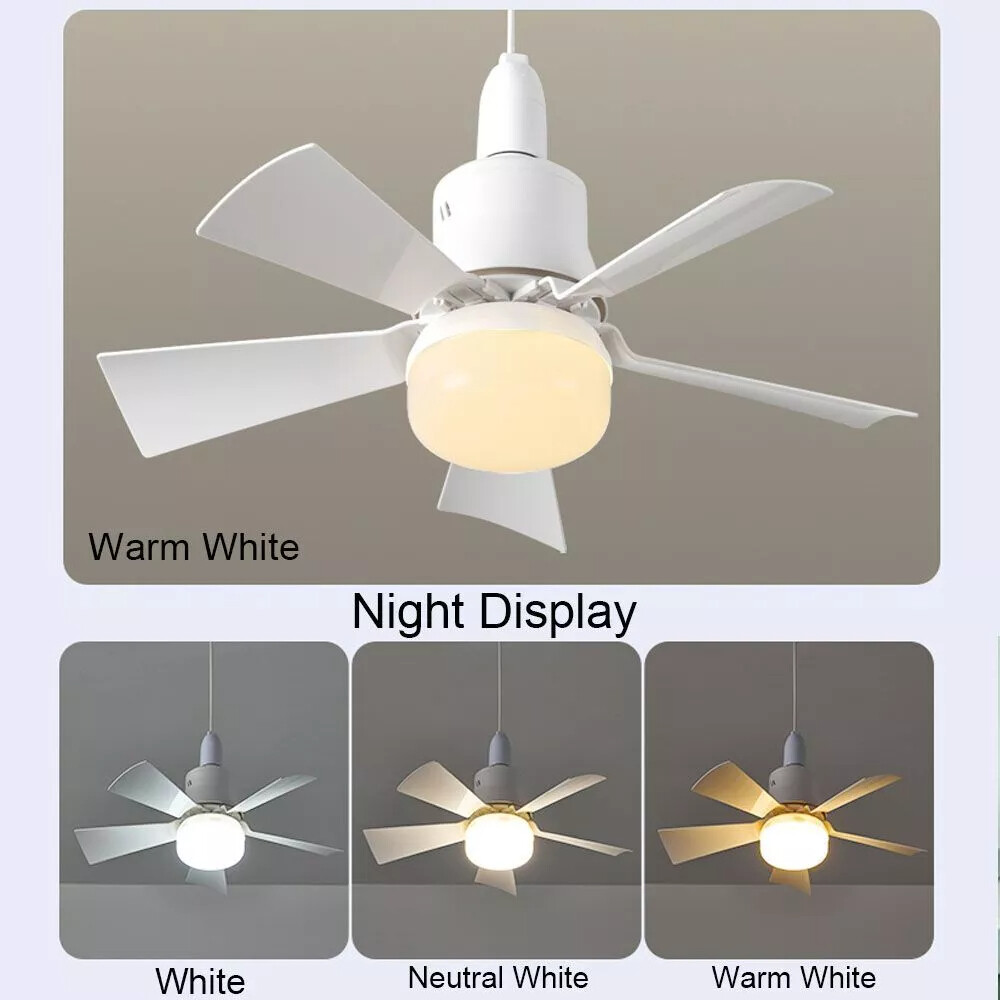 Small Ceiling Fan E27 Socket Fans 30W with Dimmable LED Lights Remote ...
