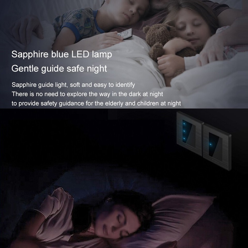 1/2/3 Gang 1-2 Way Stainless Steel LED Display Switch Wall Lamp Light ...