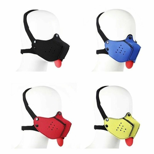 Puppy Play Rubber Half Face Dog Mask Hood Restraint Muzzle Headgear ...