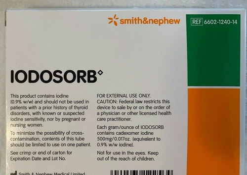 IODOSORB Smith&Nephew Cadexomer Iodine Gel Wound Dressing 10g(.35oz) 1 ...