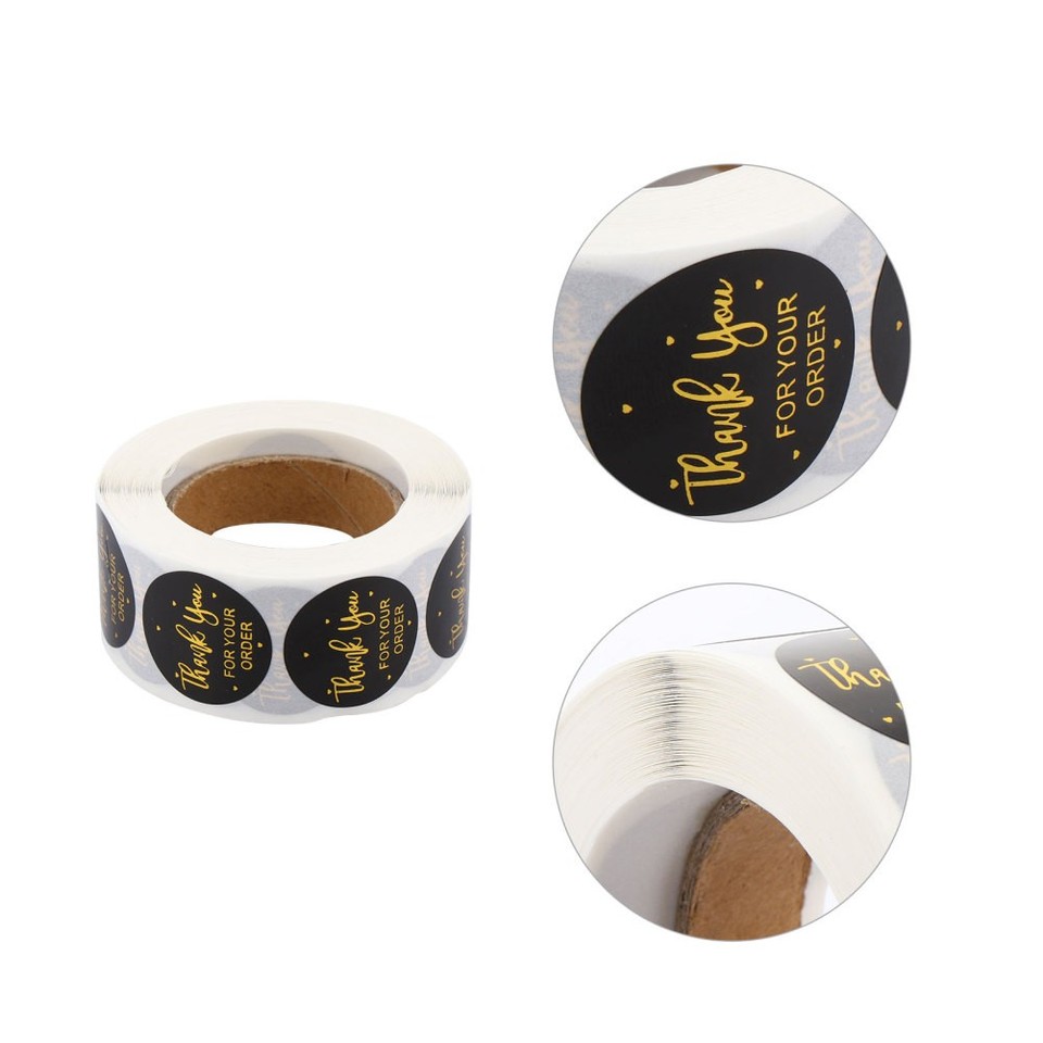 3 Rolls Stickers Cute Round Sealing Cake Candy Paper Tags Thank You ...